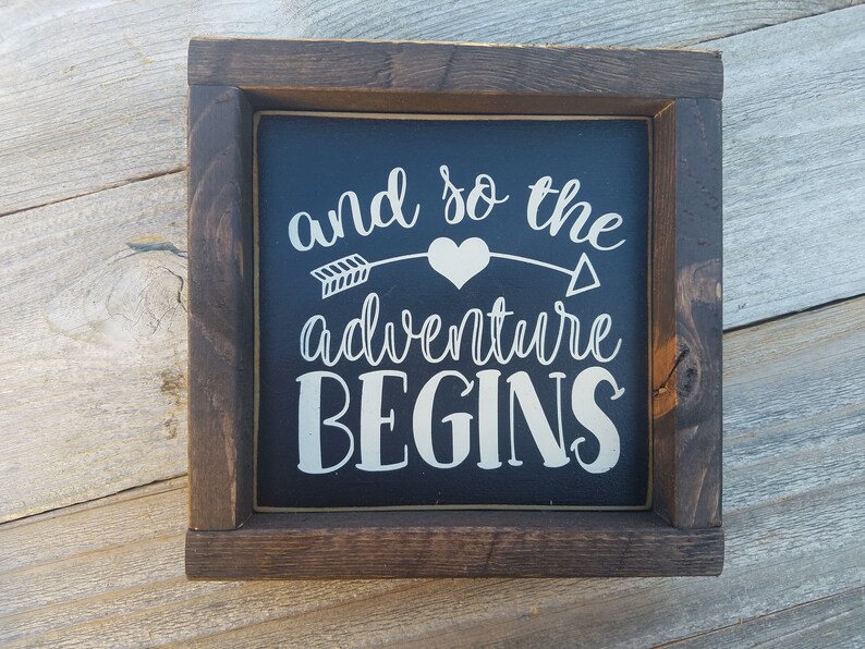 And so the Adventure Begins Rustic Wood Framed Mini Sign | Etsy