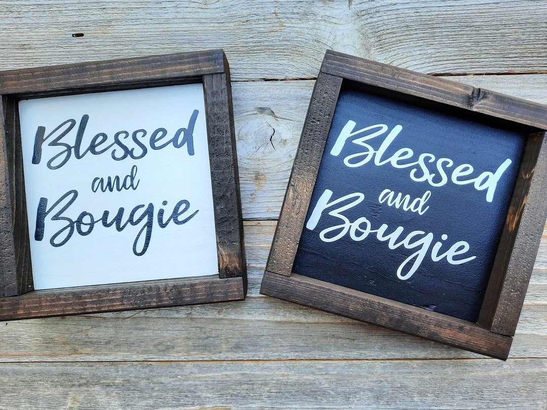 Blessed and Bougie Framed Mini Wood Sign - Etsy
