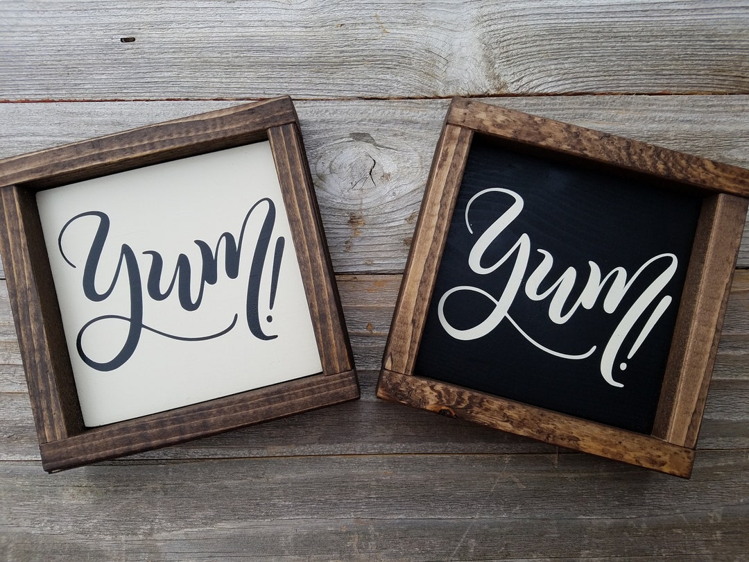 YUM Kitchen Sign - Rustic Framed Wood Sign - Humorous Kitchen Decor - Etsy
