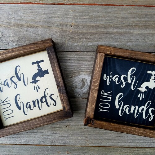 Wash Your Hands Rustic Wooden Sign Makes a Great Bathroom - Etsy