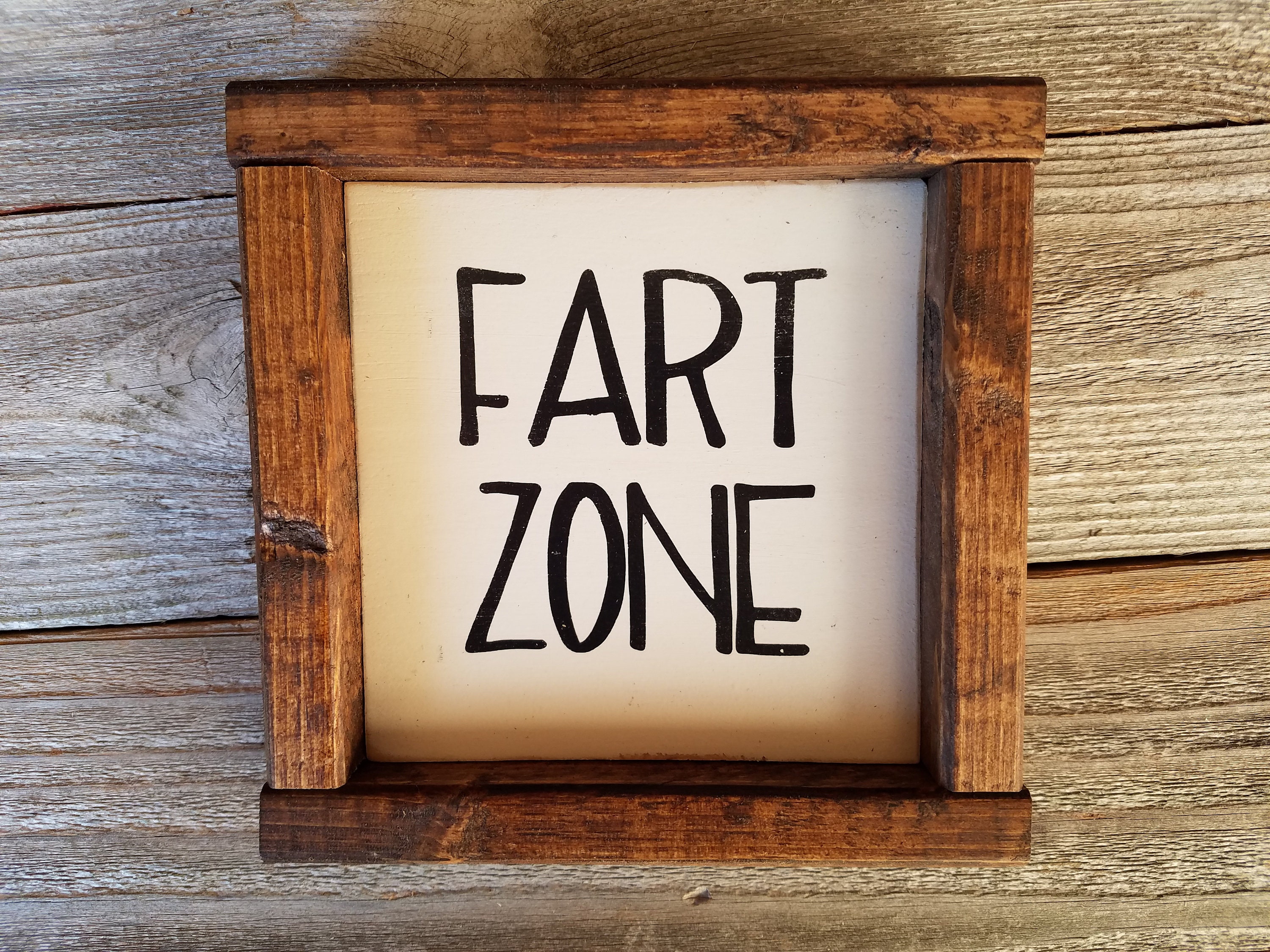 Fart Zone Rustic Wood Framed Mini Sign Print Funny - Etsy