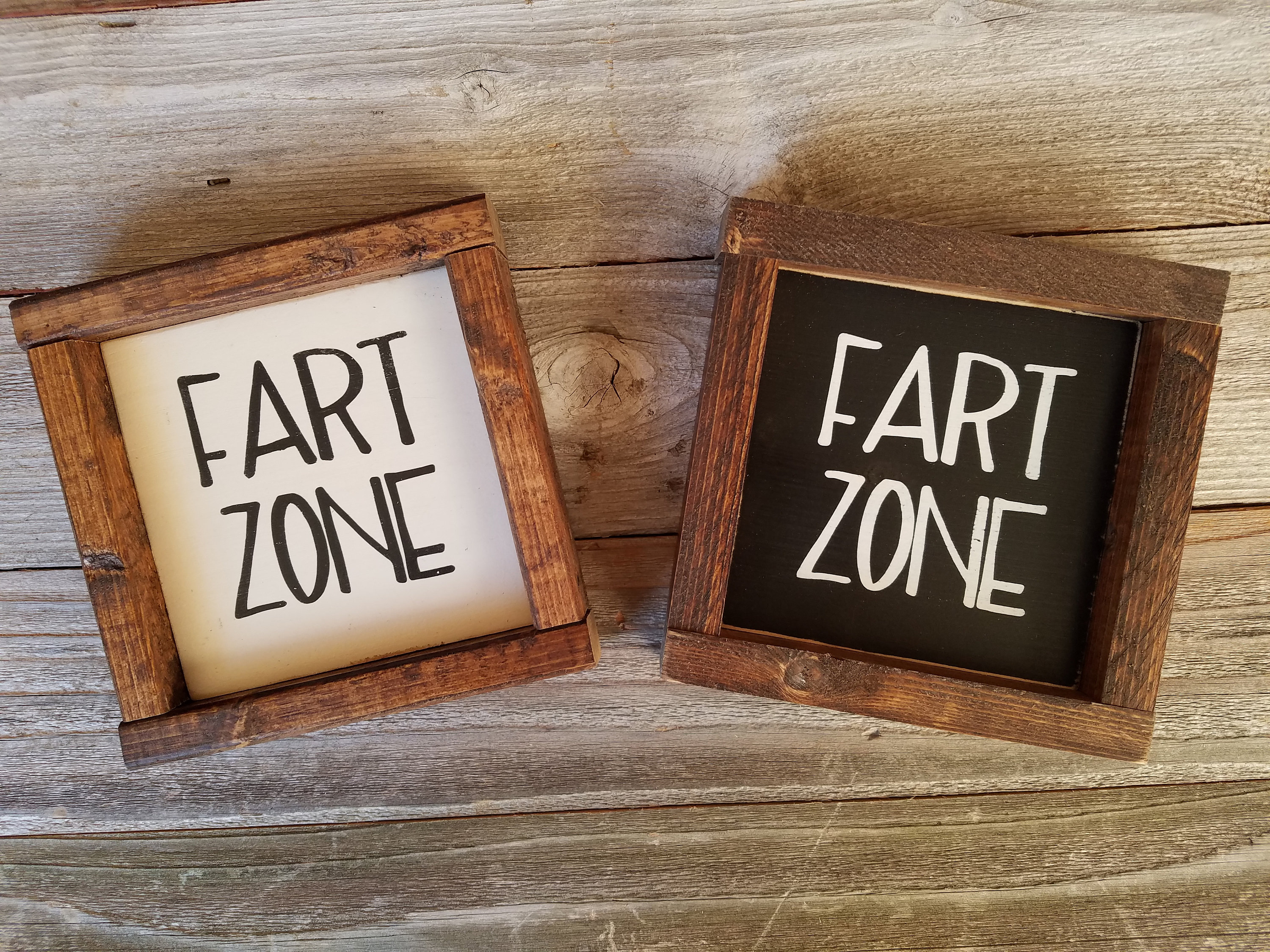 Fart Zone Rustic Wood Framed Mini Sign Print Funny - Etsy