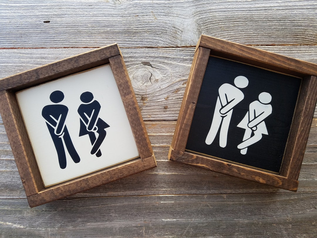 Funny Restroom Rustic Wood Framed Bathroom Sign - Etsy