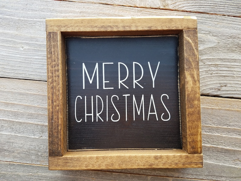 Merry Christmas Rustic Wood Framed Mini Sign Holiday | Etsy