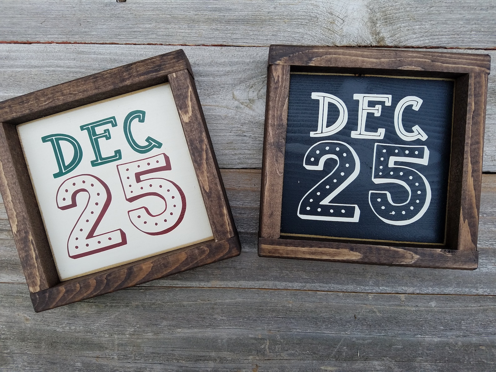 Dec. 25th - Rustic Wood Framed Mini Sign - Christmas Holiday Decor - Etsy