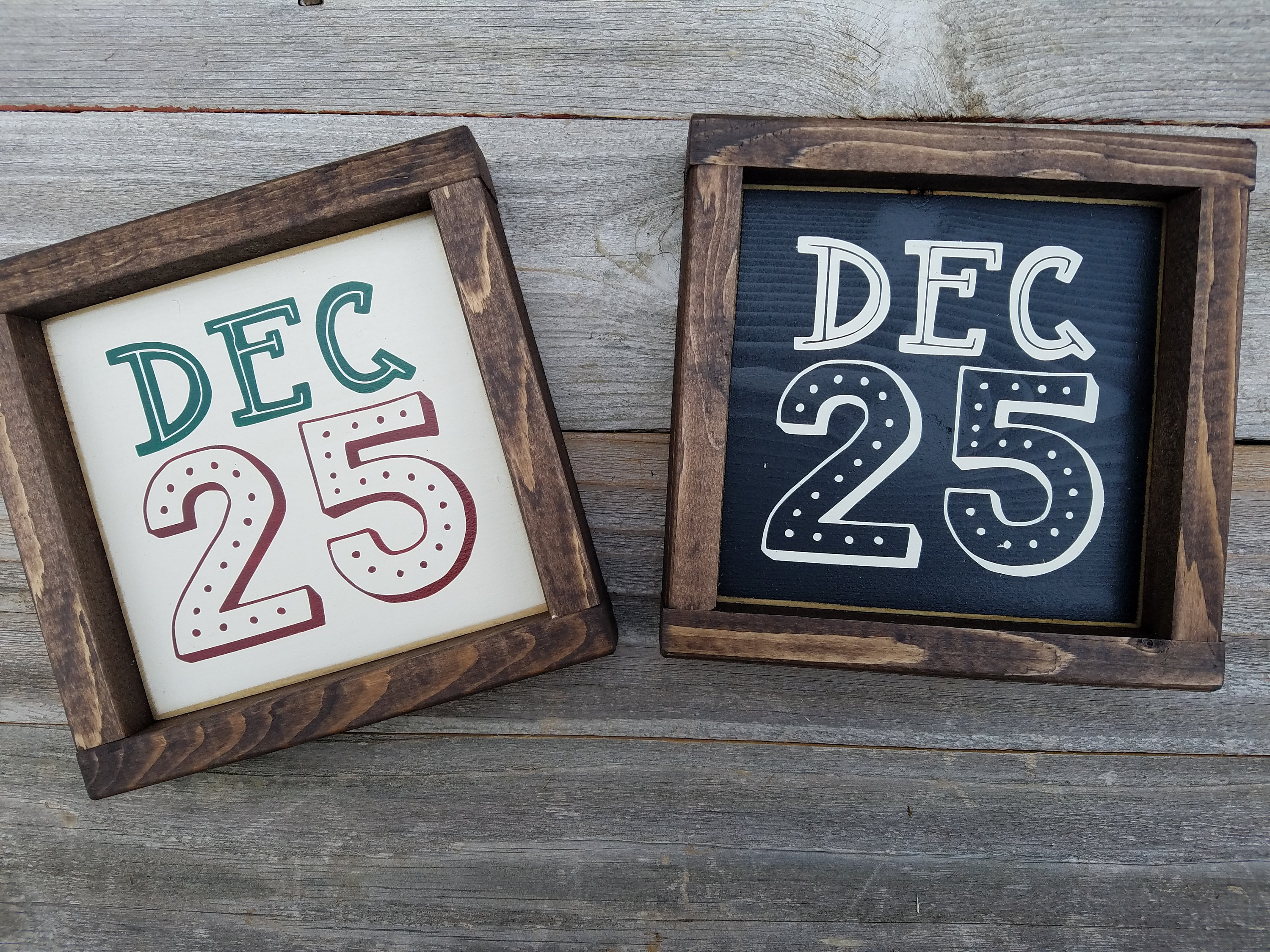 Dec. 25th - Rustic Wood Framed Mini Sign - Christmas Holiday Decor - Etsy