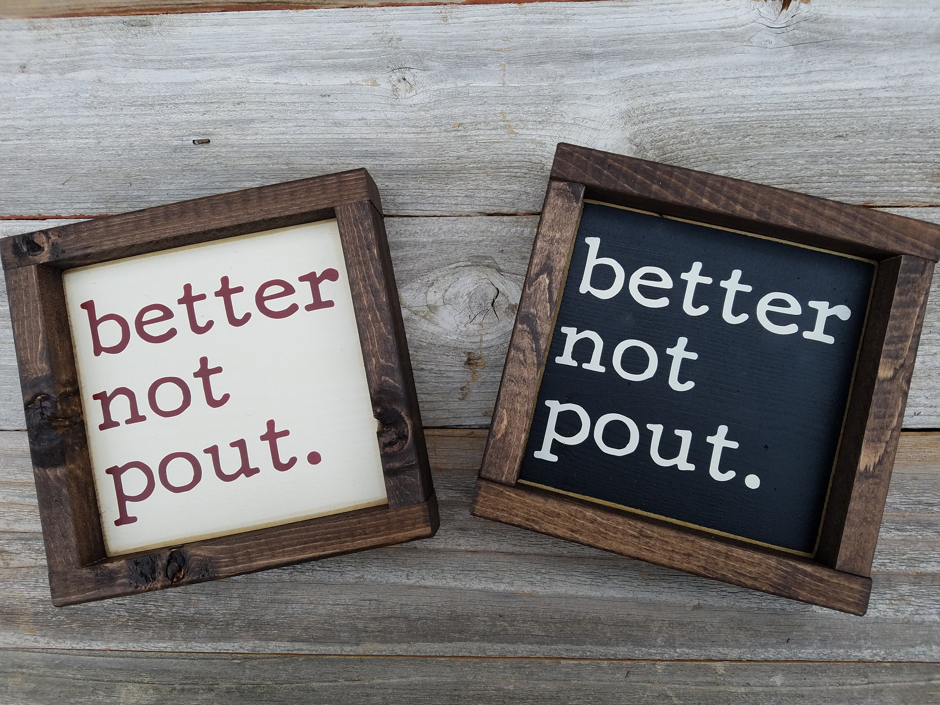 Better Not Pout Rustic Wood Framed Mini Sign ON TREND - Etsy
