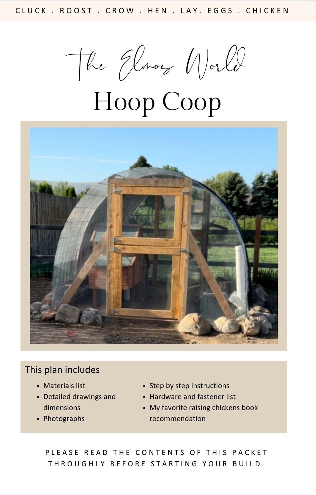 Hoop Coop Build Plans - Etsy