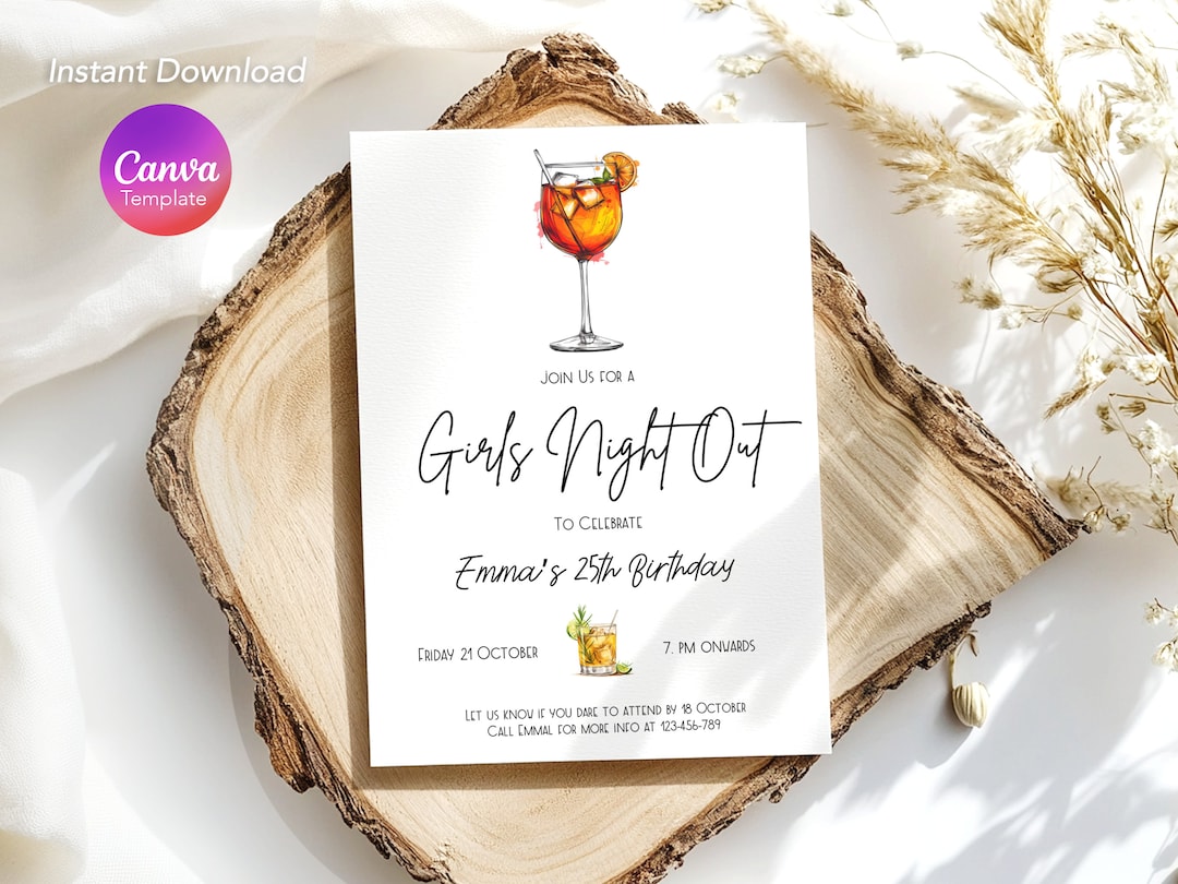 Editable Girls Night Out Party Invite | Digital Invite Template - Etsy