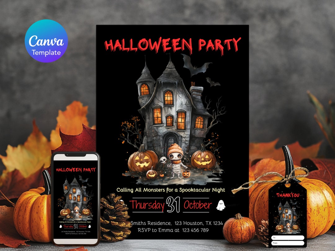 Editable Halloween Invitation - Spooky Party Invite - Digital Download ...