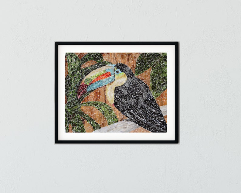 Toucan Tropical Rainforest Print Torn Paper Collage - Etsy