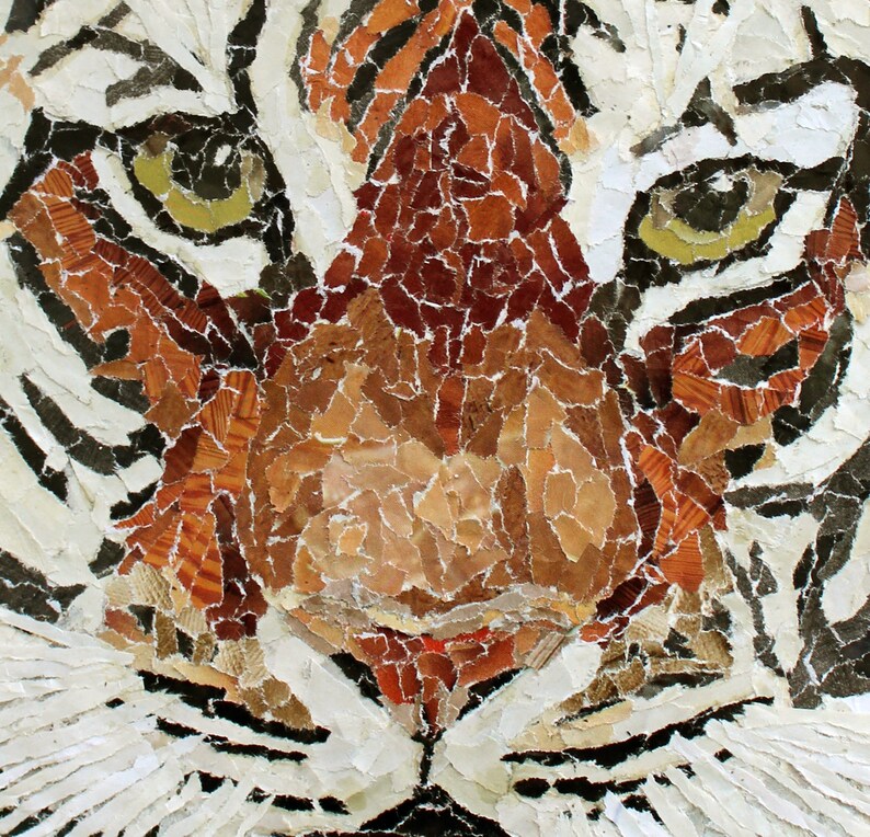 Tiger Animal Print Torn Paper Collage - Etsy