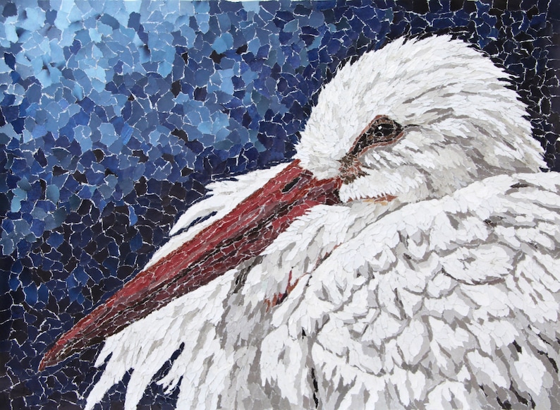 White Stork Bird Art Torn Paper Collage Print - Etsy
