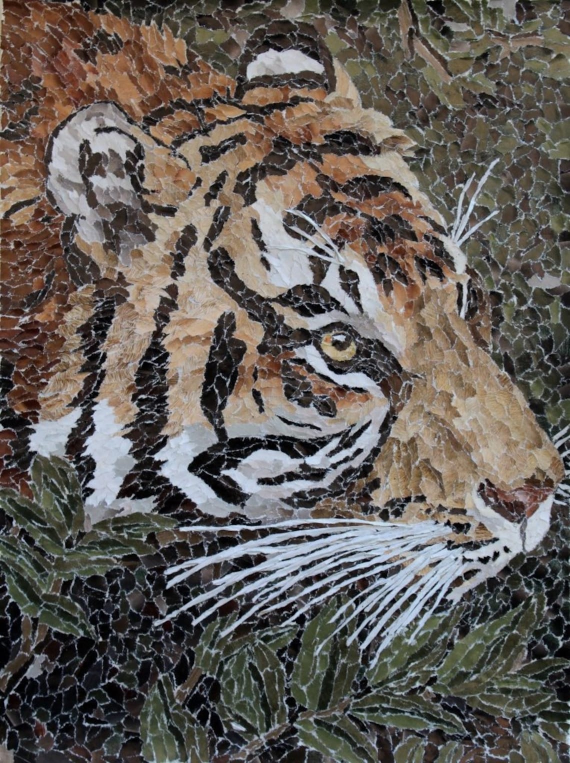 Stalking Tiger Print Torn Paper Collage - Etsy