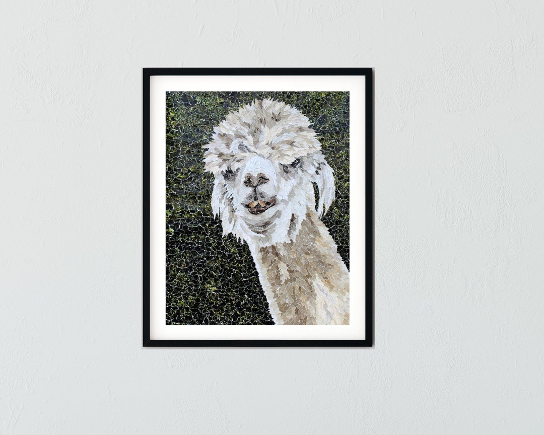 Goofy Alpaca Llama Wall Art Print Torn Paper Collage - Etsy