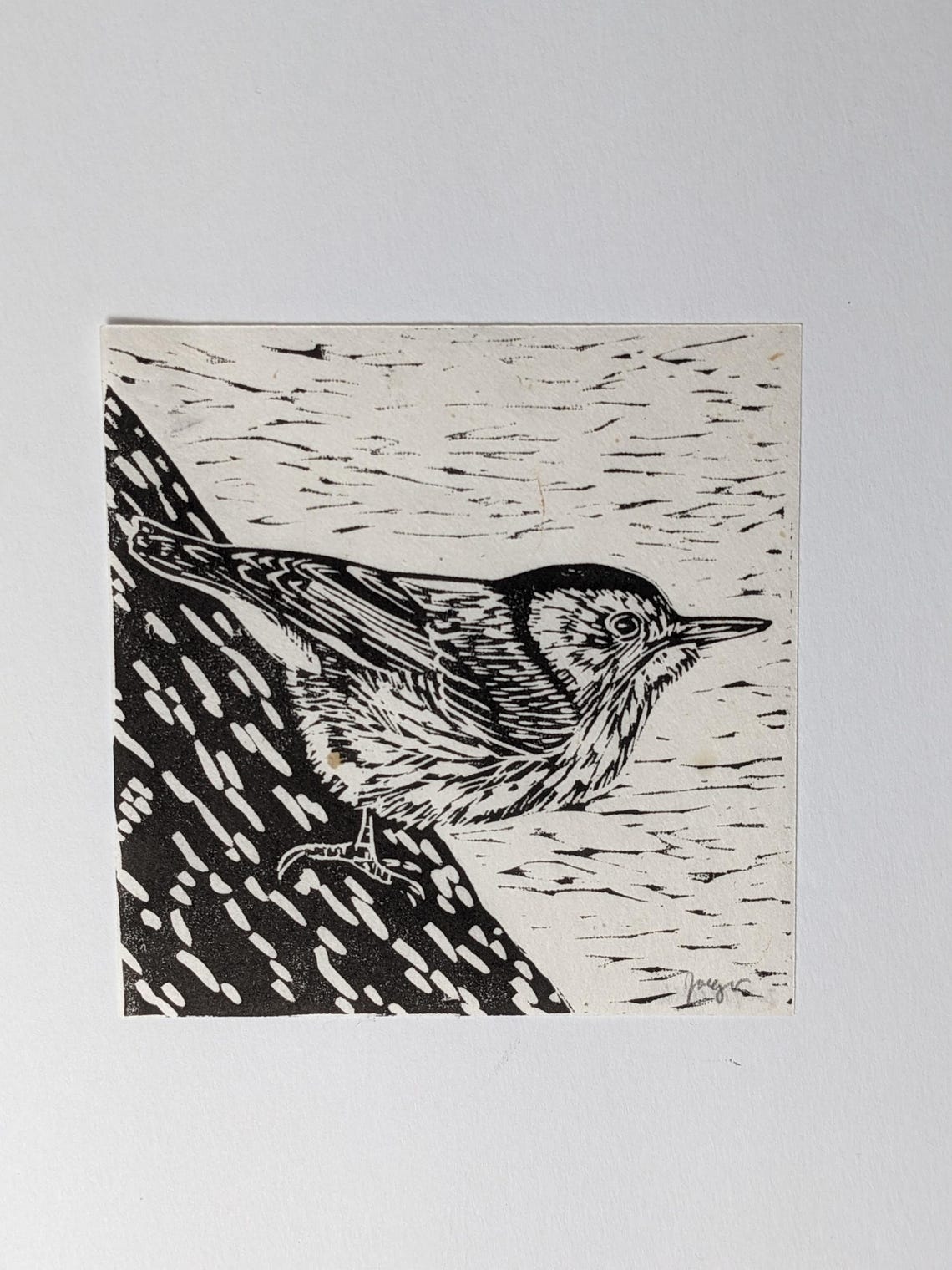 Nuthatch Bird Mini Print Linocut Block Print #223 - Etsy