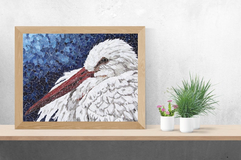 White Stork Bird Art Torn Paper Collage Print - Etsy