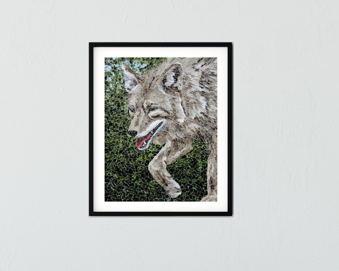 Wolf Coyote Artwork Print Torn Paper Collage - Etsy