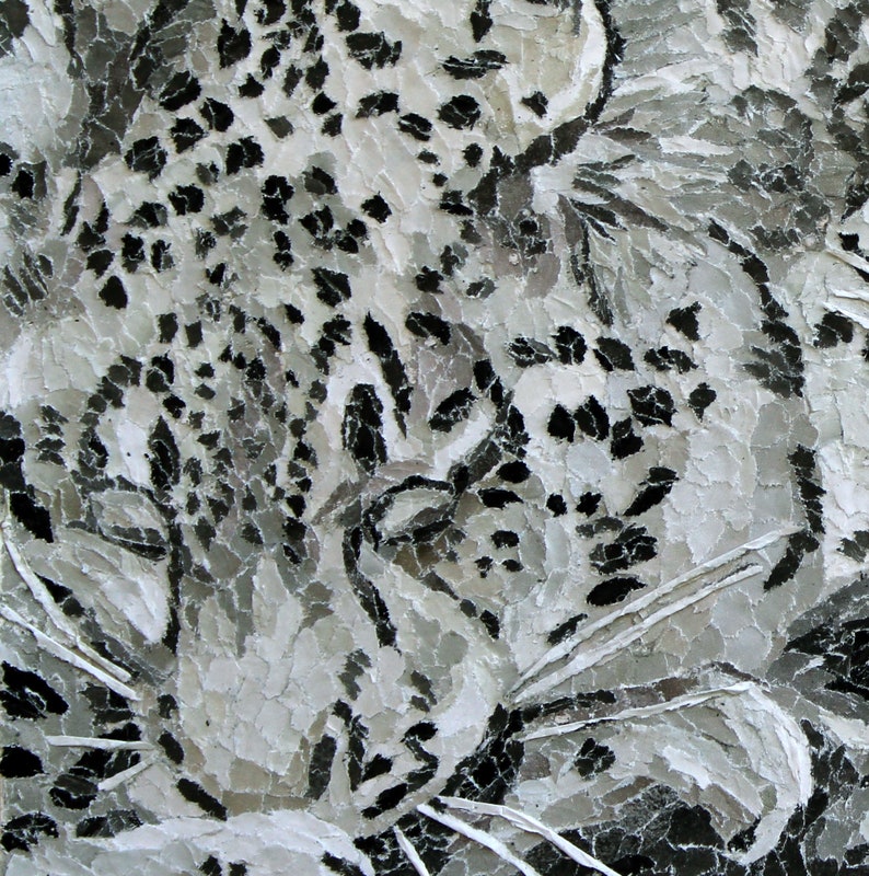 Print Snow Leopard Cat Torn Paper Collage - Etsy Sweden