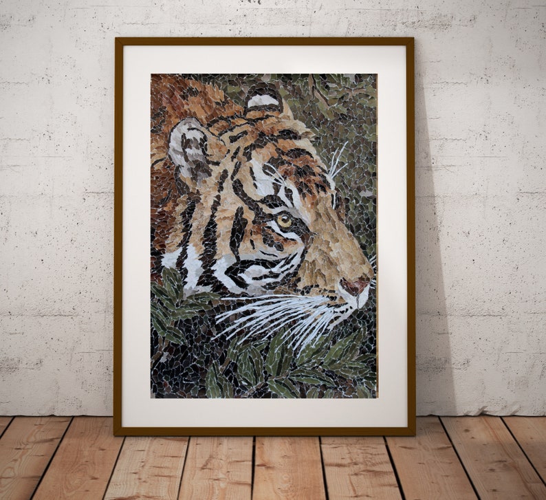 Stalking Tiger Print Torn Paper Collage - Etsy