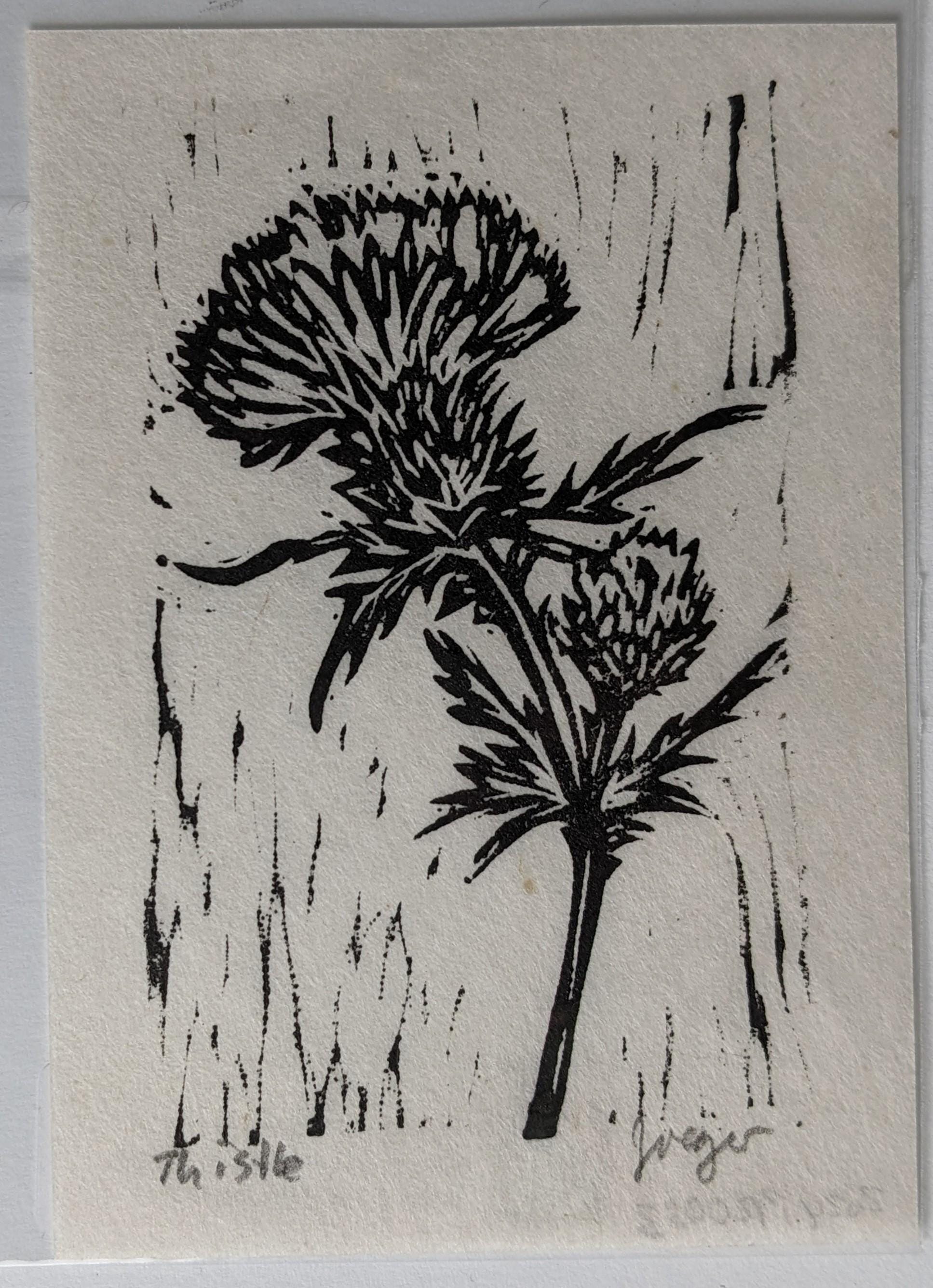 Thistle Flower Mini Print Linocut Block Print #223 - Etsy