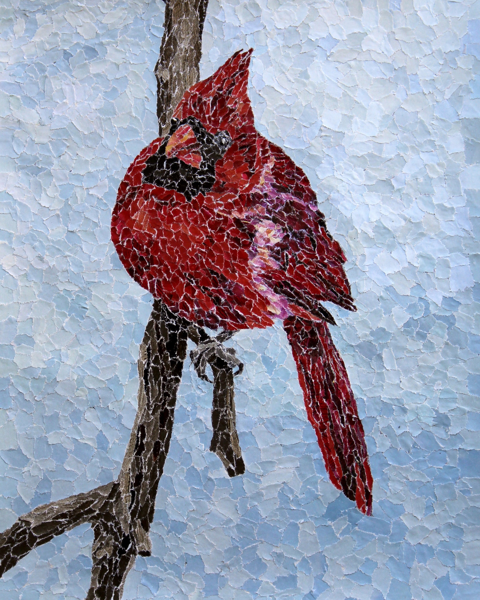 Cardinal Red Bird Art Print Torn Paper Collage - Etsy