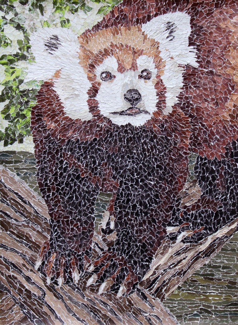 Red Panda Print Animal Wall Art Torn Paper Collage - Etsy