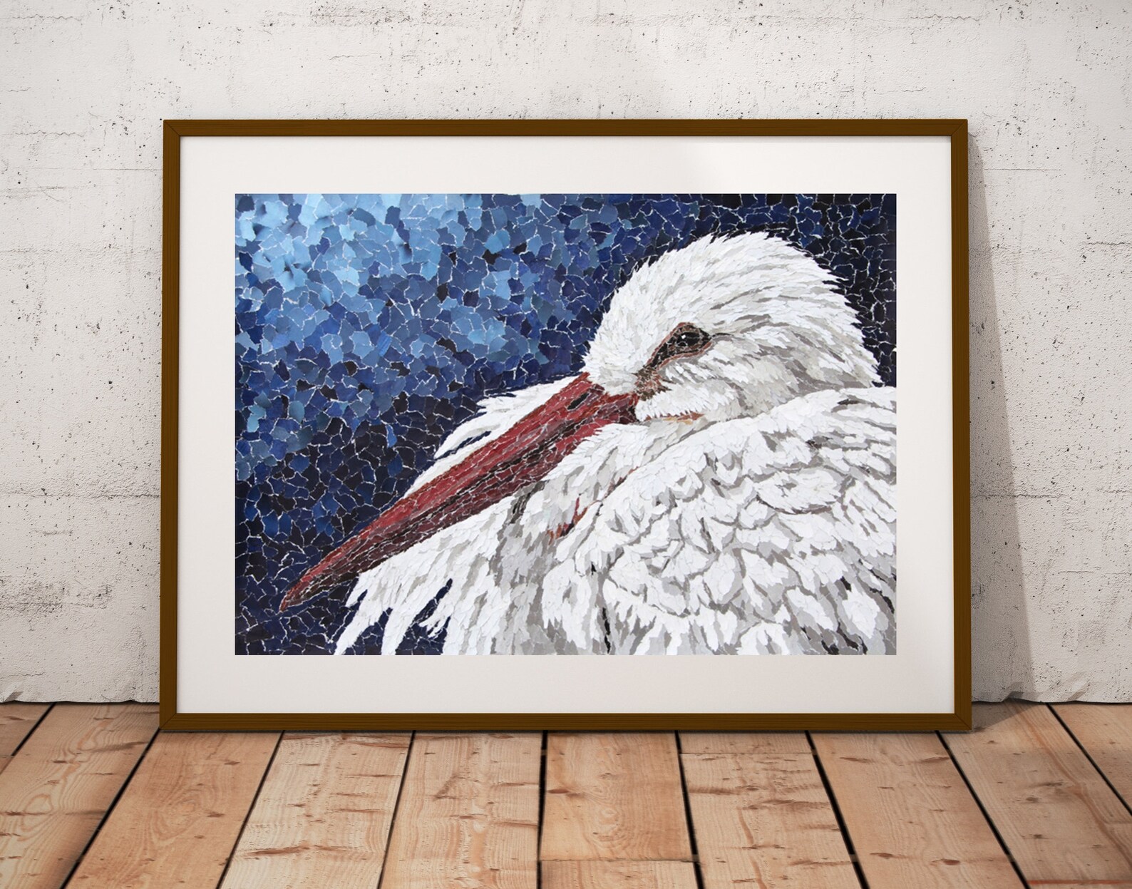White Stork Bird Art Torn Paper Collage Print - Etsy