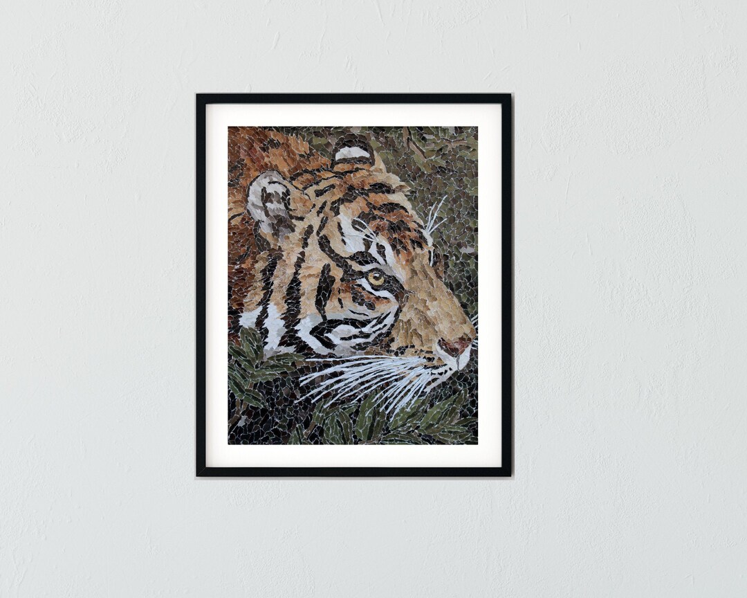 Stalking Tiger Print Torn Paper Collage - Etsy