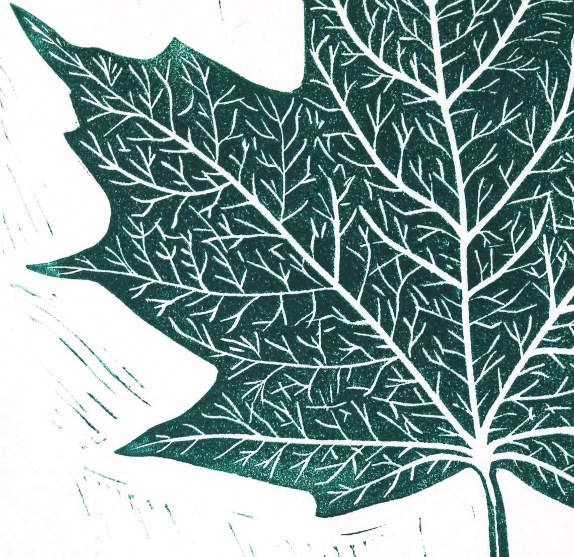 Green Maple Leaf Linocut Block Print #123 - Etsy