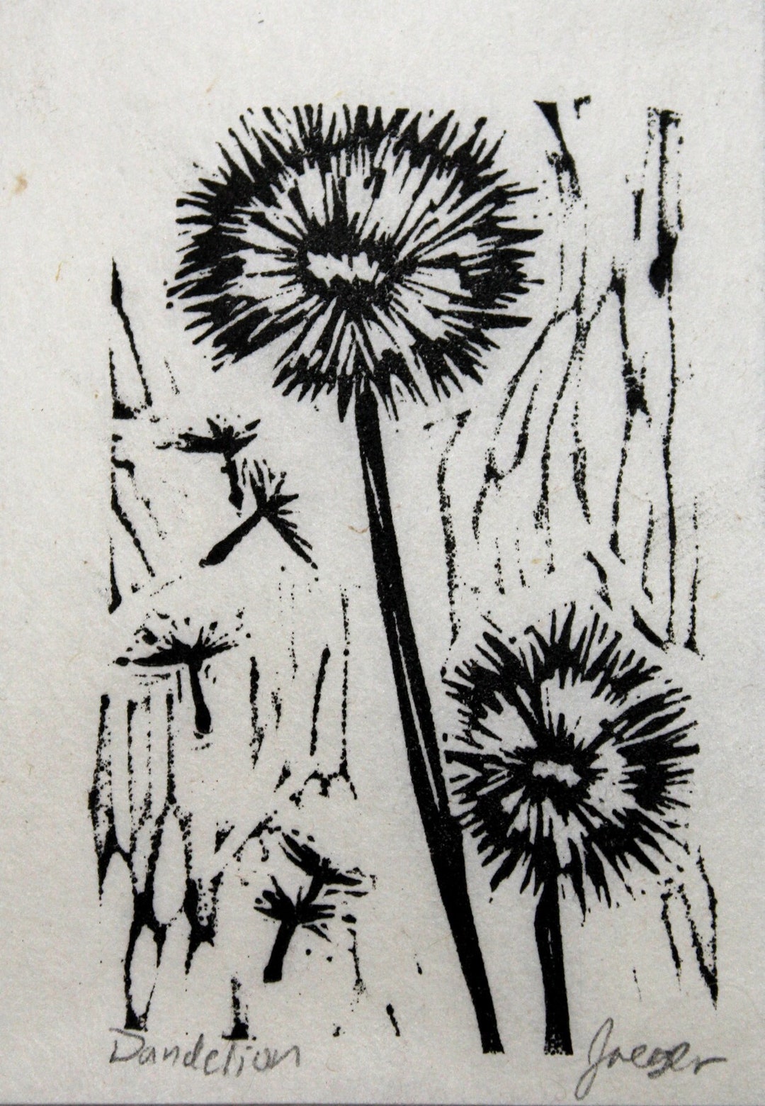Dandelion Mini Print Linocut Block Print #223 - Etsy
