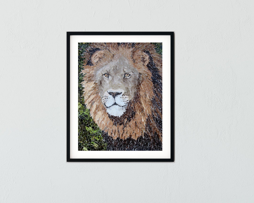 Regal Lion Torn Paper Collage Fine Art Print - Etsy