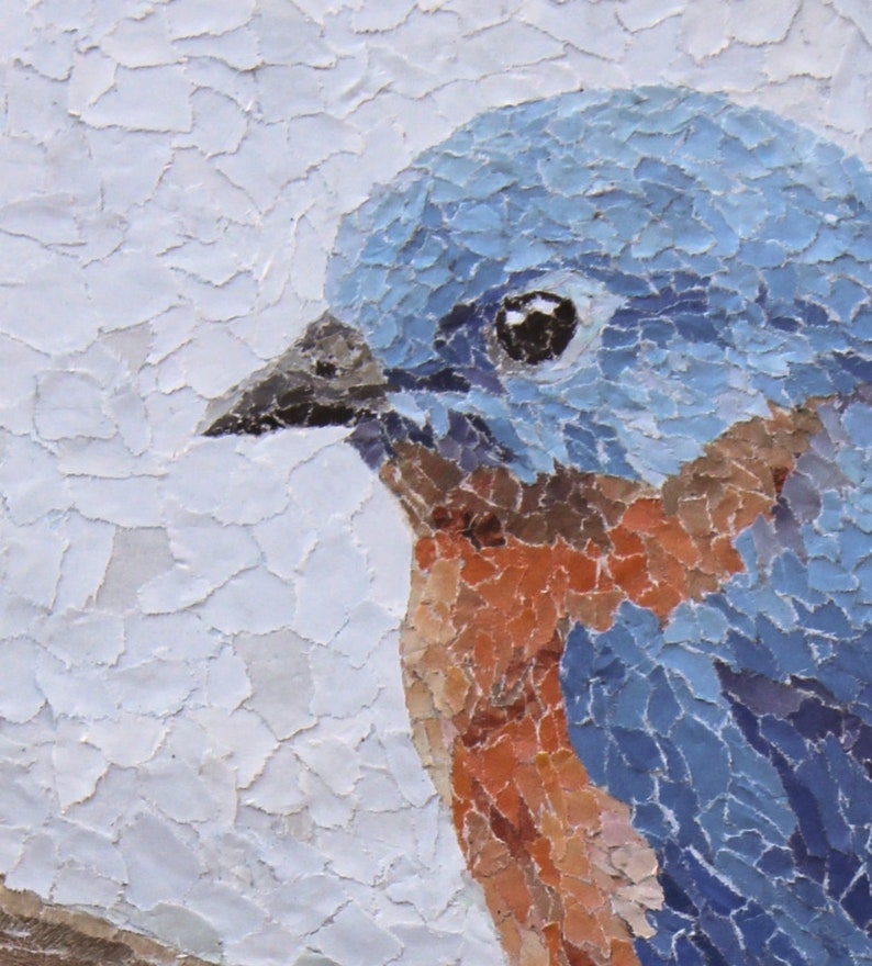 Bluebird Torn Paper Collage Art Print - Etsy