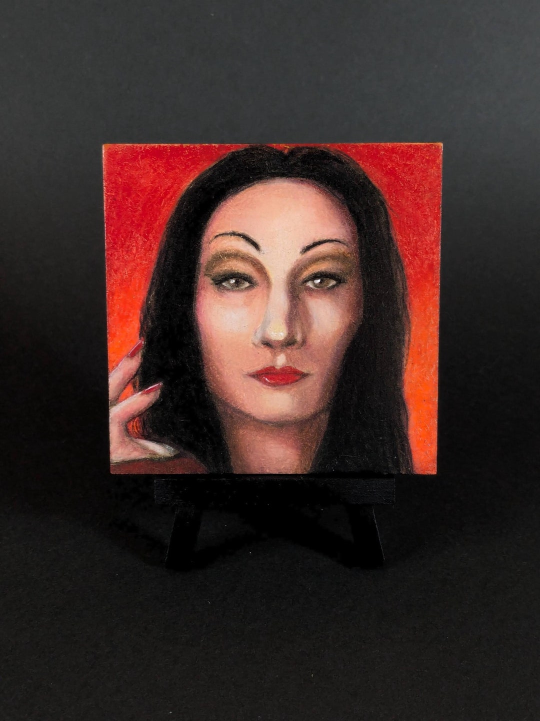 Morticia Addams (anjelica Huston) Pencil Drawing 10cm Handdrawn - Etsy