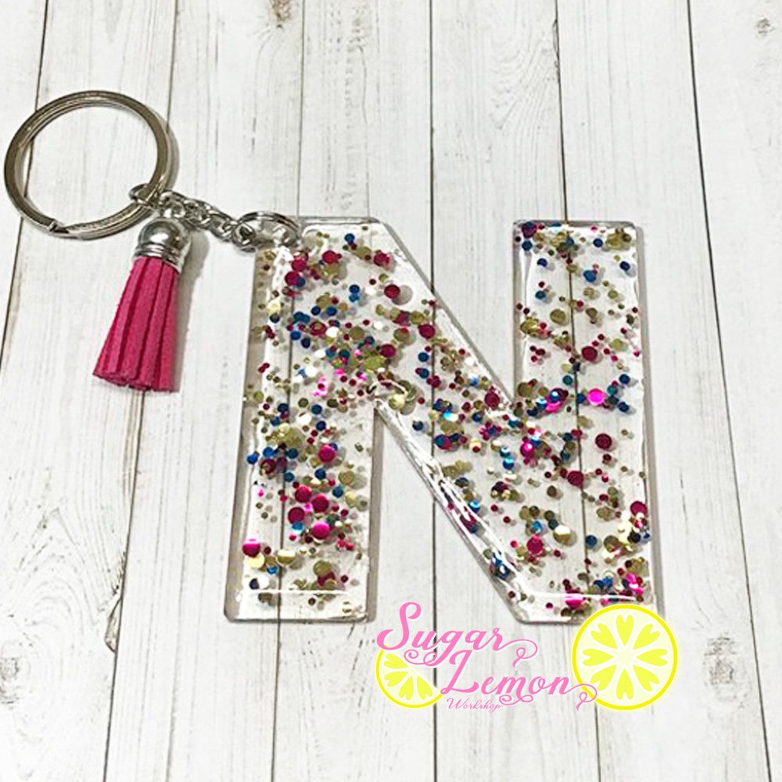 Letter Keychain Chunky Glitter Keychain Initial Glitter | Etsy