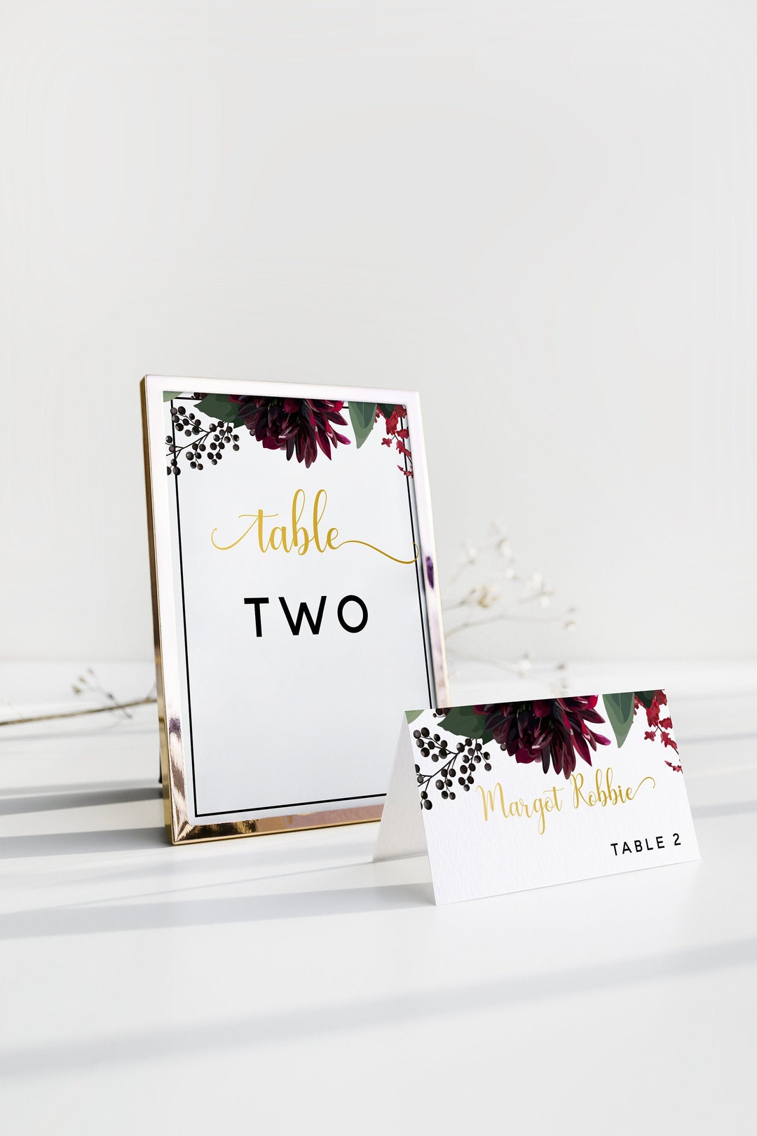 RUBY Floral Wedding Placecard and Table Number Templates - Customise ...