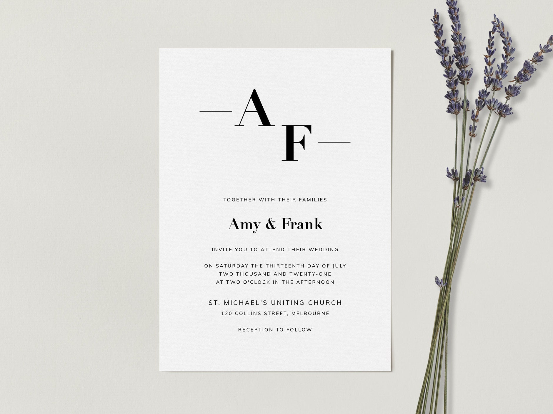 ZARA Minimalist Wedding Invitation Template Bundle - Customise and ...