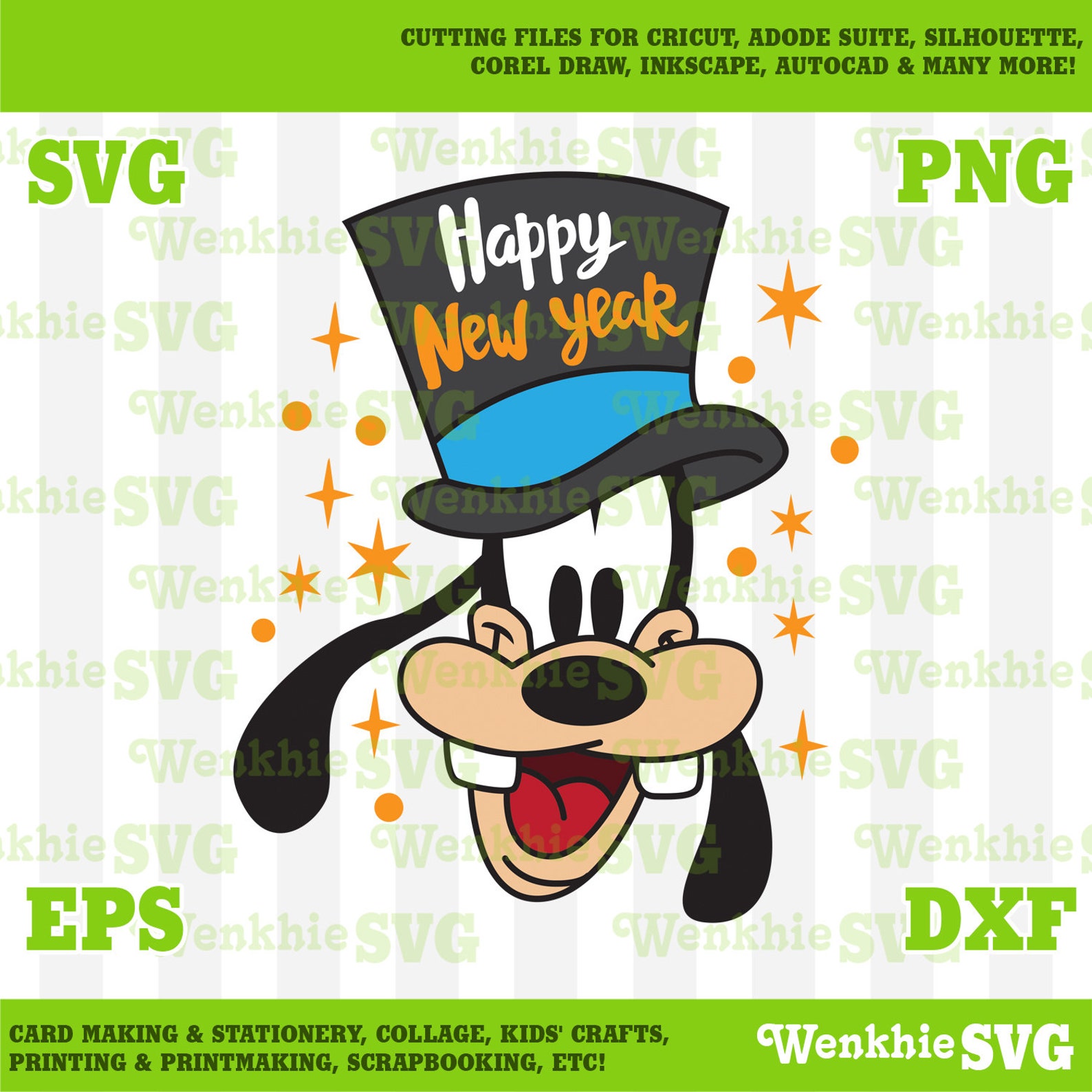 Goofy New Year Hat Cutting File Printable SVG File for Cricut - Etsy
