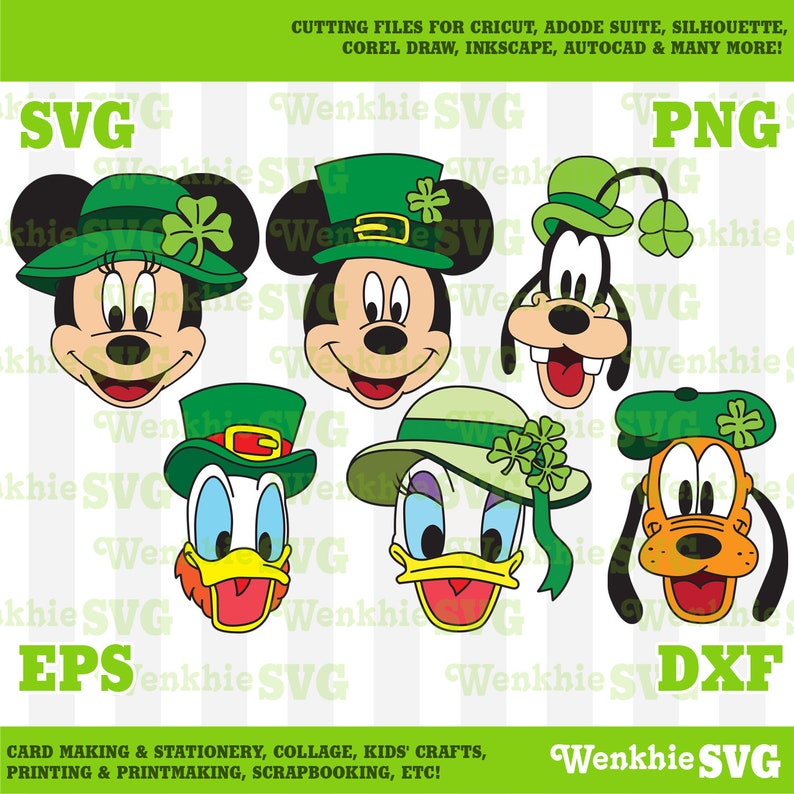 St. Patrick's Day Mickey and Friends Hat Bundle Cutting File Printable ...