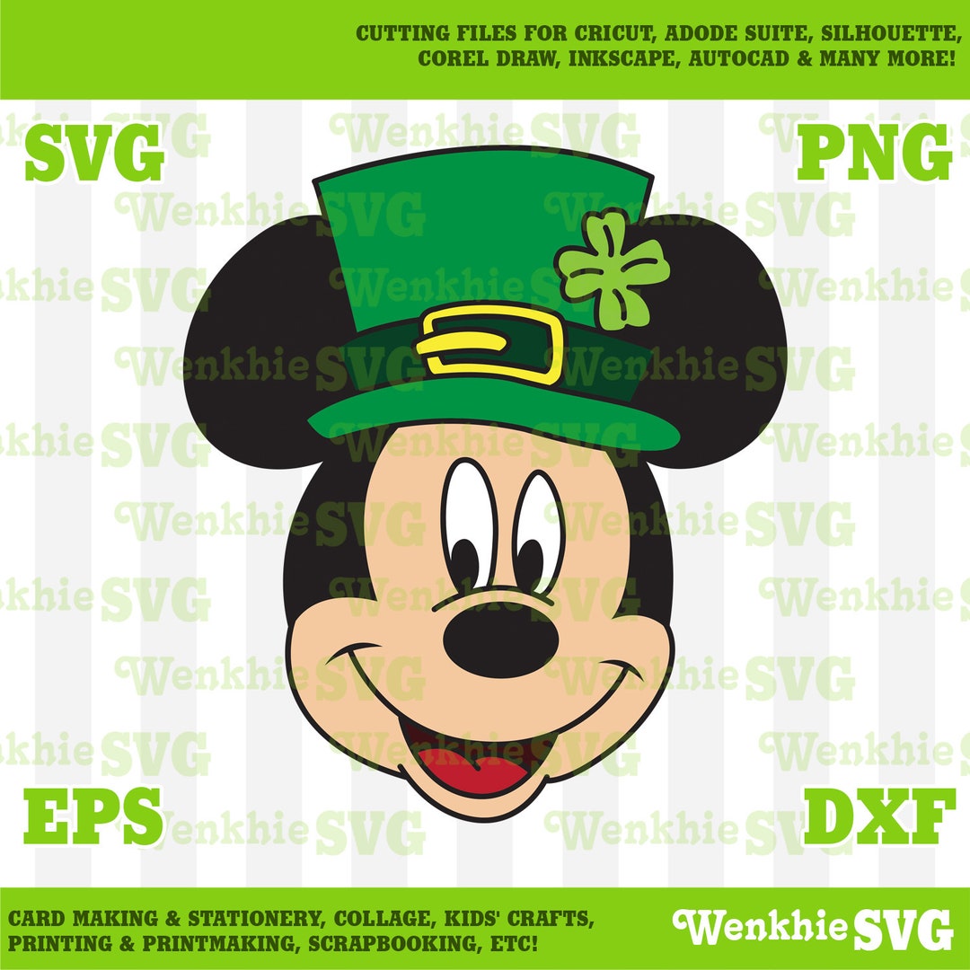 St. Patrick's Day Mickey Mouse Hat Cutting File Printable, SVG File for ...