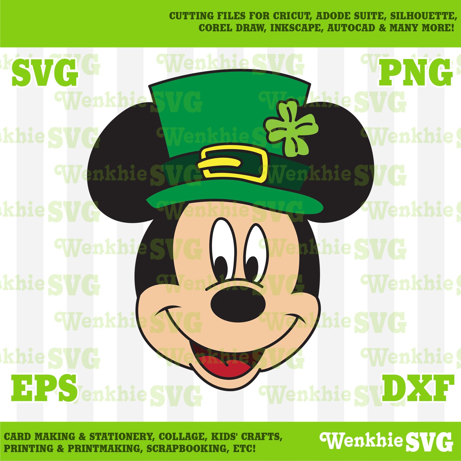 St. Patrick's Day Mickey Mouse Hat Cutting File Printable - Etsy