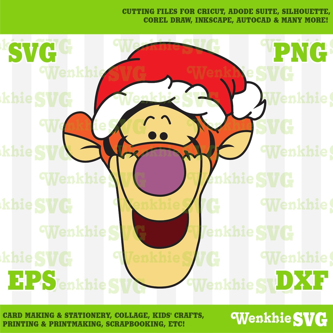 Tigger Santa Hat Cutting File Printable, SVG File for Cricut - Etsy