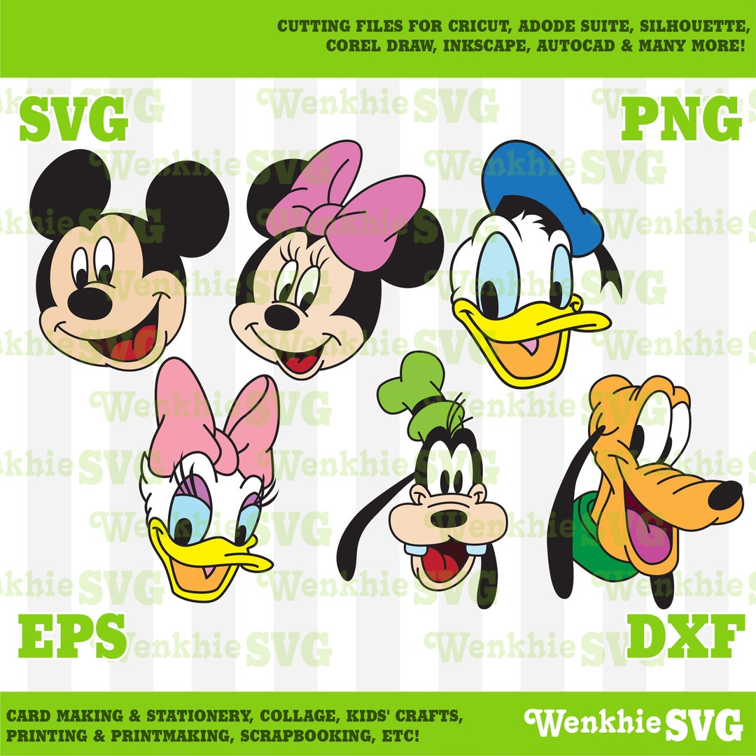 Mickey and Friends Heads Bundle Cutting File Printable, SVG File for ...