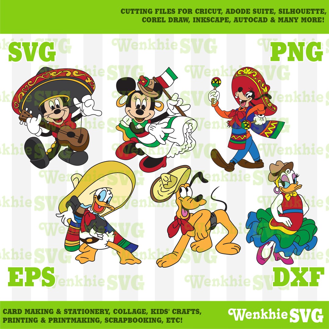 Cinco De Mayo Mickey and Friends BUNDLE Cutting File Printable, SVG ...