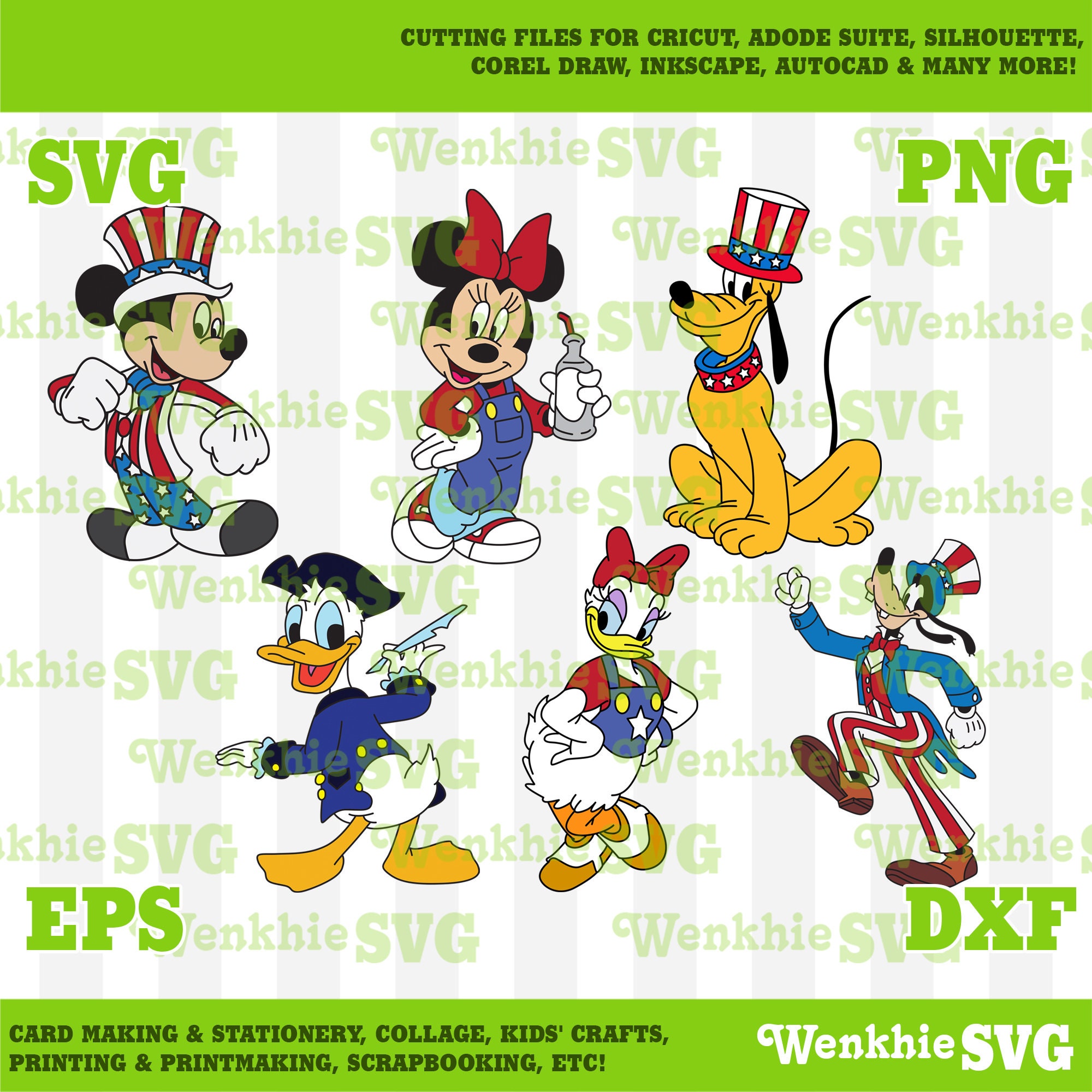 4th of July Mickey and Friends Bundle Cutting File Printable | Etsy