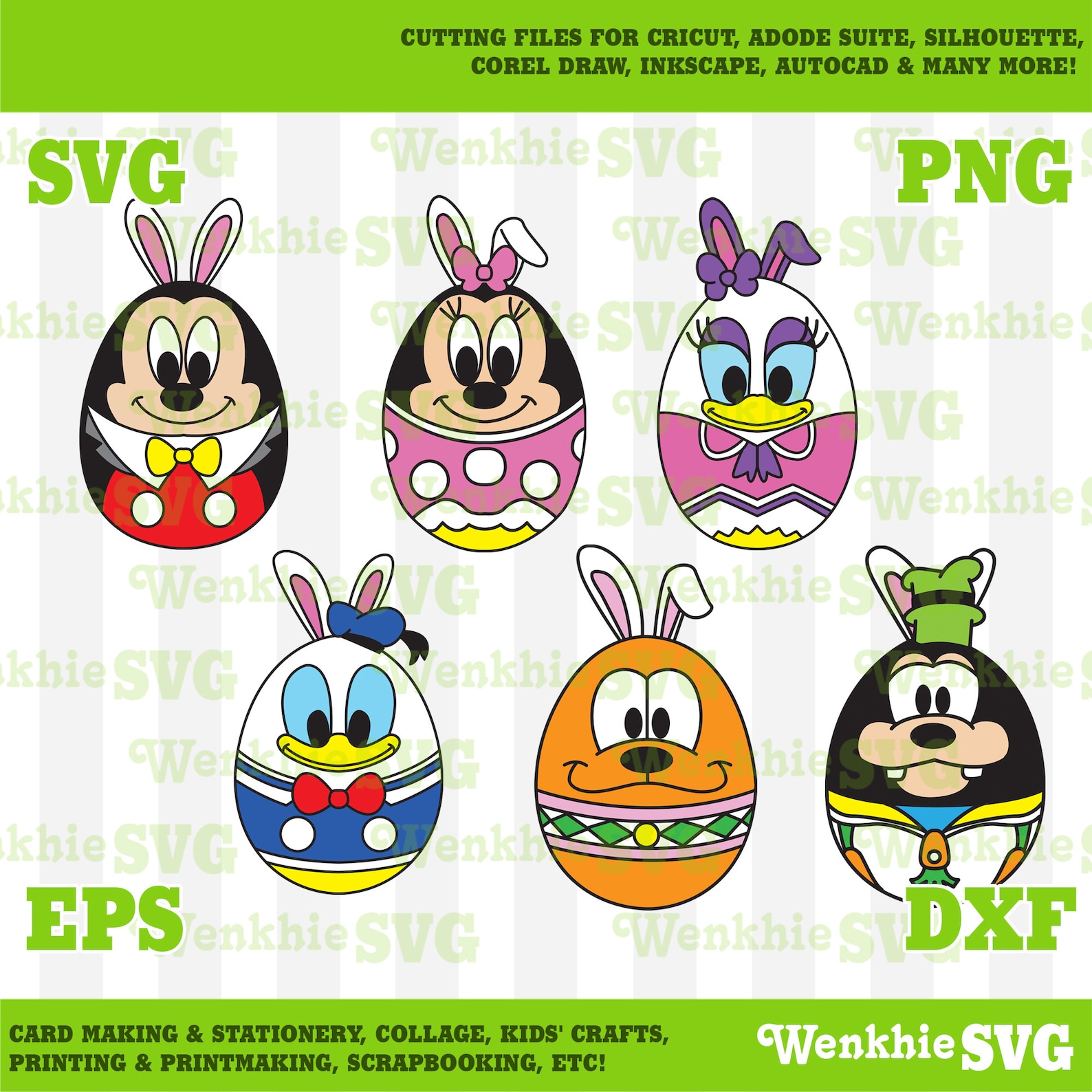Mickey and Friends Easter Eggs Cutting File Printable, SVG File for ...