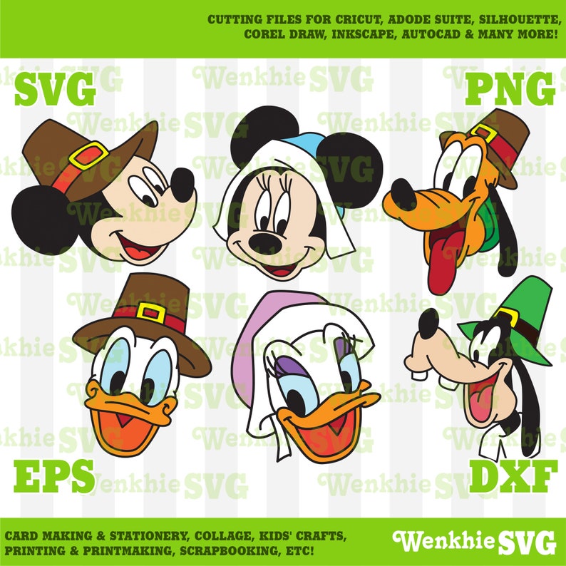 Mickey and Friends Heads THANKSGIVING Bundle Cutting File - Etsy