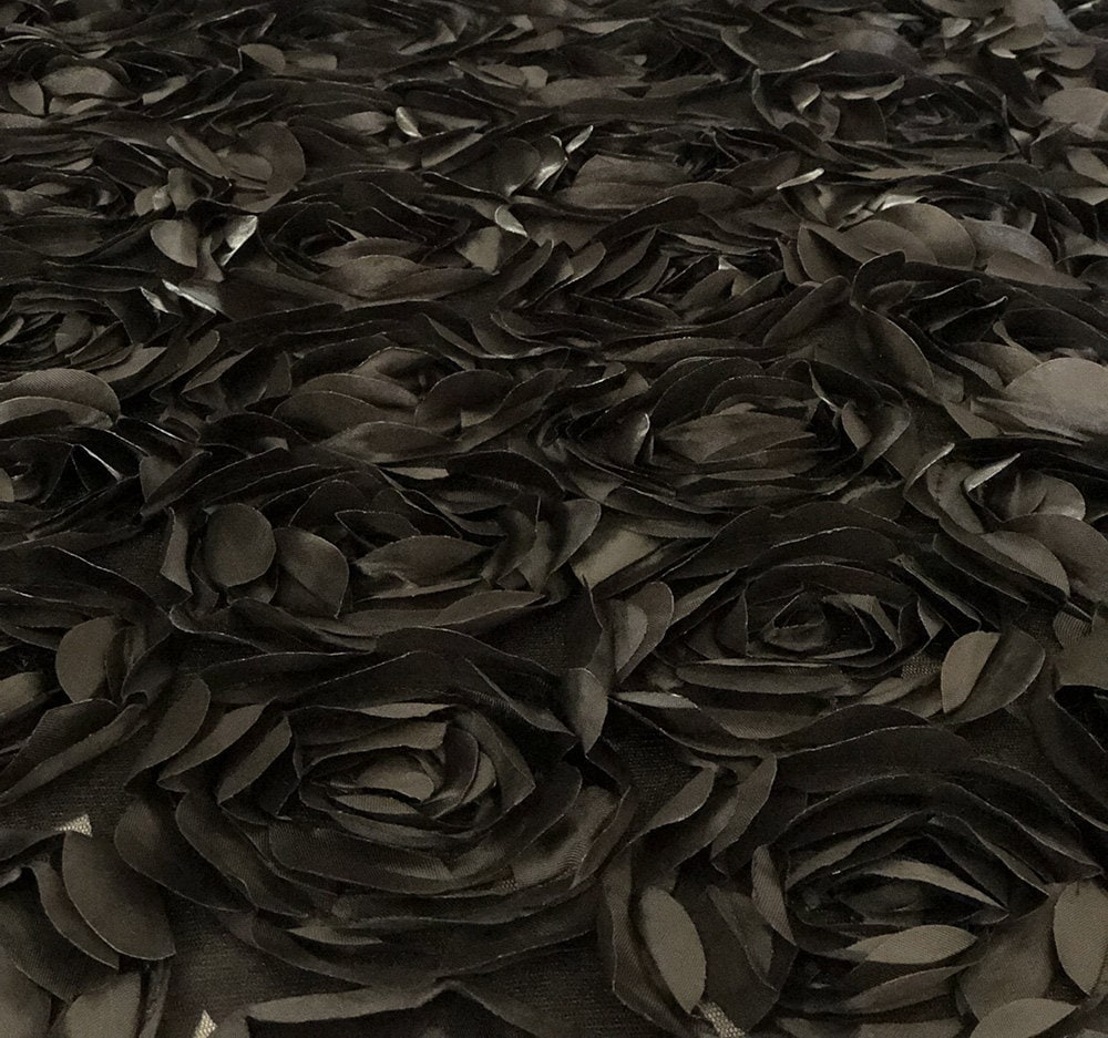 3D Rosette Fabric Black Rosette on Mesh Fabric 3D Rose | Etsy