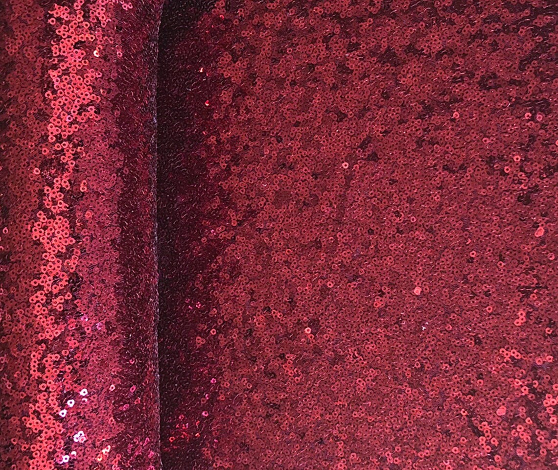 Burgundy Sequin Fabric Burgundy Full Sequin Fabric Crimson - Etsy