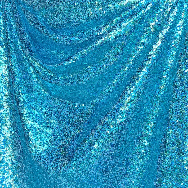 Baby Blue Iridescent Sequin Fabric, Baby Blue Hologram Full Sequin ...